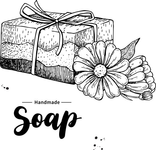 Handmade natural soap hand drawn Royalty Free Vector Image