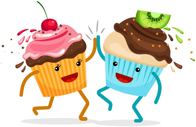 Different delicious muffins set Royalty Free Vector Image