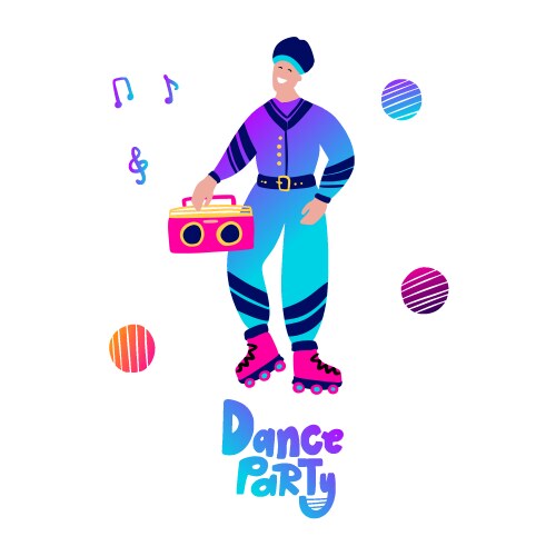 80s retro party man clipart Royalty Free Vector Image