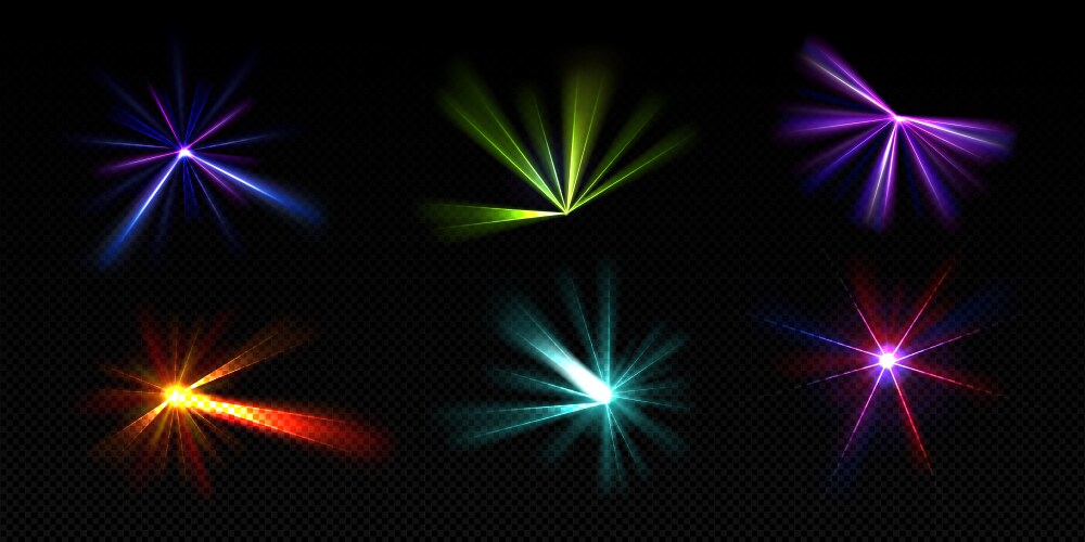 Bright light beams laser rays neon glow effect Vector Image