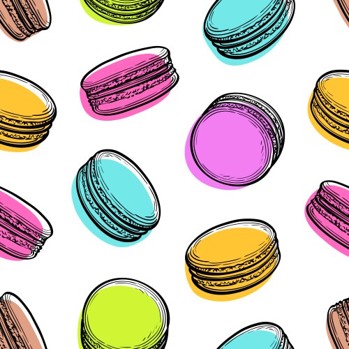 Paris macaron pattern seamless print Royalty Free Vector