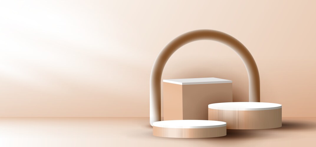 3d chocolate color podium cylinder minimal wall Vector Image
