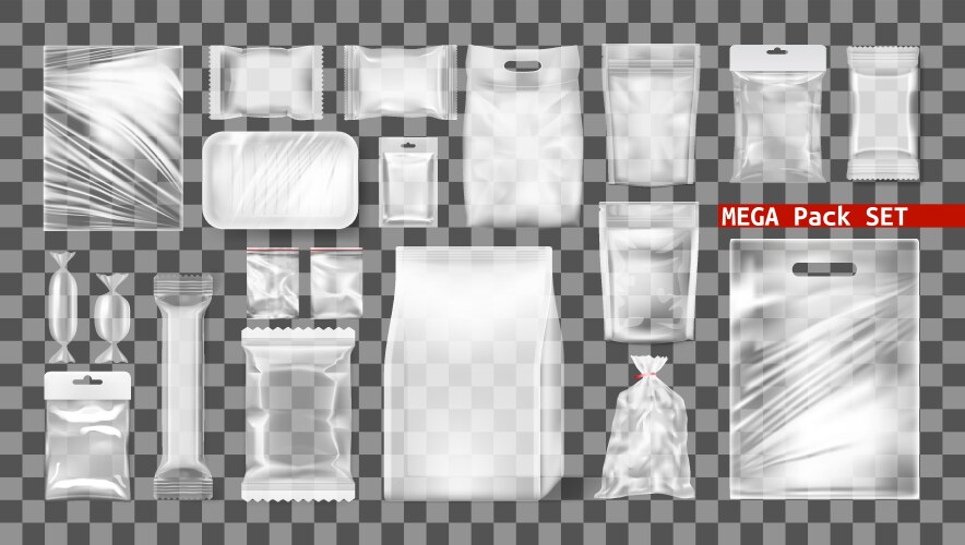 Transparent packaging set realistic Royalty Free Vector