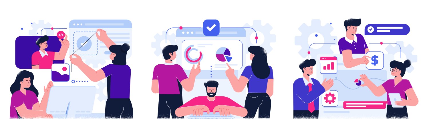 Flat modern design of wesite template - meet our Vector Image