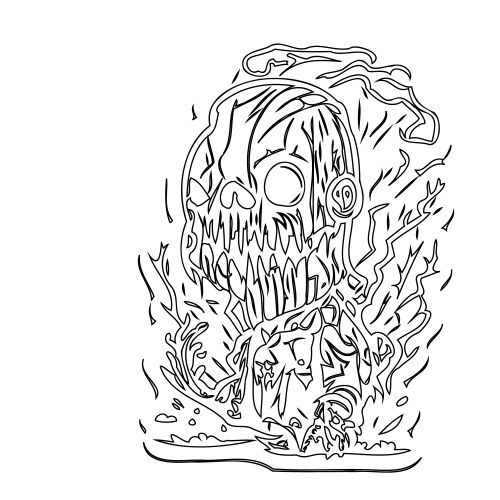 Zombie outline sketch Royalty Free Vector Image