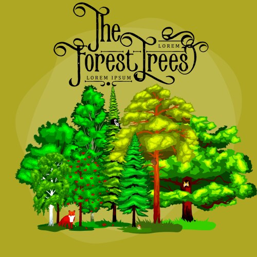 With trees and moon in cartoon Royalty Free Vector Image