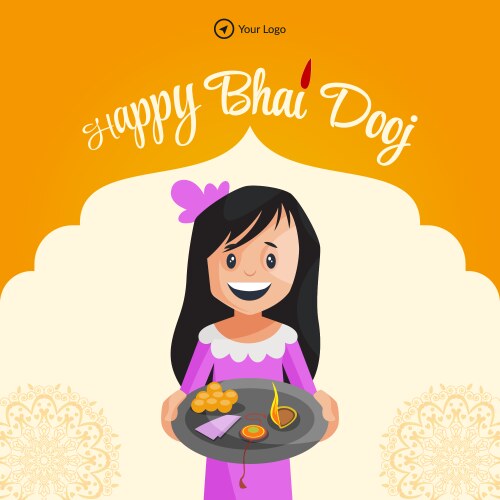 Banner design of happy bhai dooj Royalty Free Vector Image