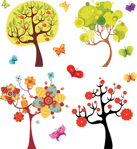 Funky trees Royalty Free Vector Image - VectorStock
