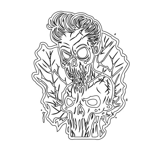 Zombie outline sketch Royalty Free Vector Image