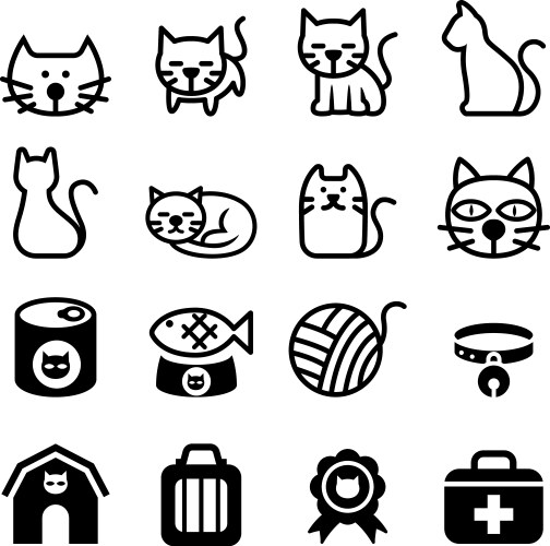 Cat icon set Royalty Free Vector Image - VectorStock