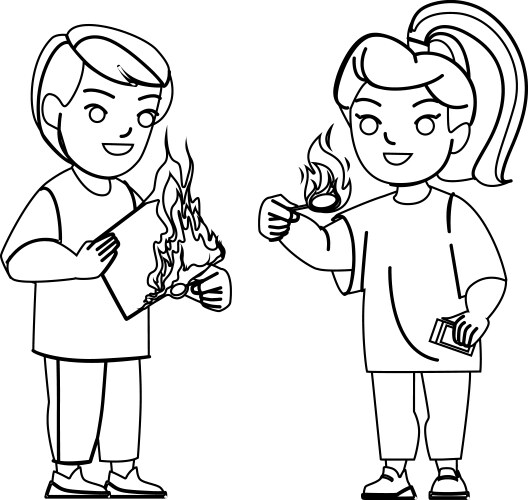 Kid fire play Royalty Free Vector Image - VectorStock