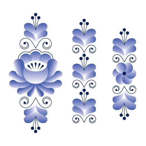 Russian ceramics gzhel pattern - floral moon shape
