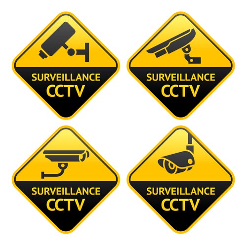 Camera surveillance sign - cctv triangle symbols Vector Image
