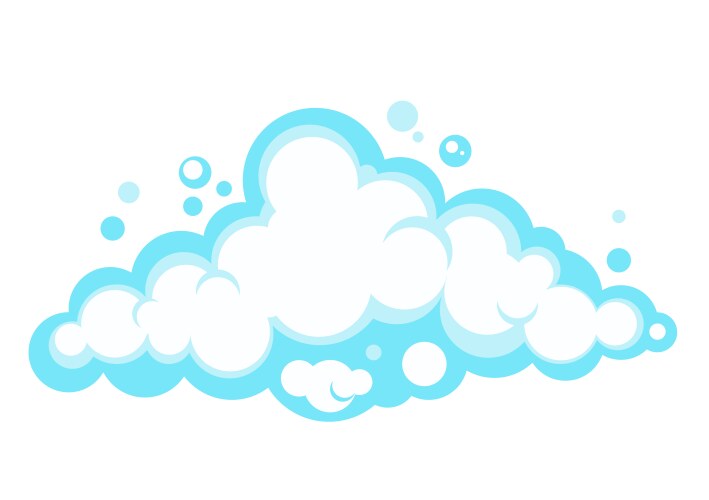 Soap foam set with bubbles carton light blue suds Vector Image