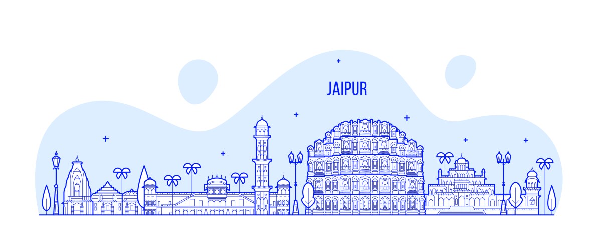 Jaipur skyline rajasthan india city linear Vector Image