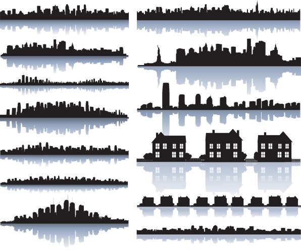 City skyline set 10 cities of great britain Vector Image