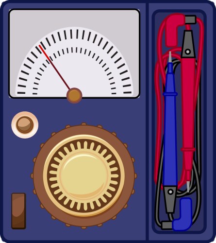 Analog voltmeter measuring voltage with dial Vector Image