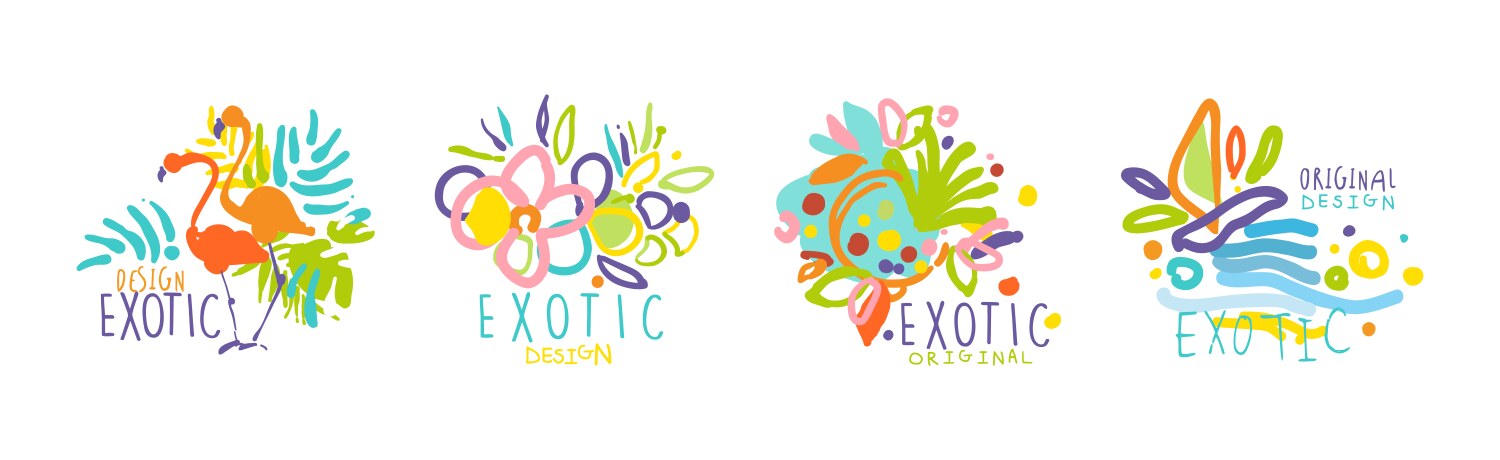 Exotic original design label and logo set Vector Image