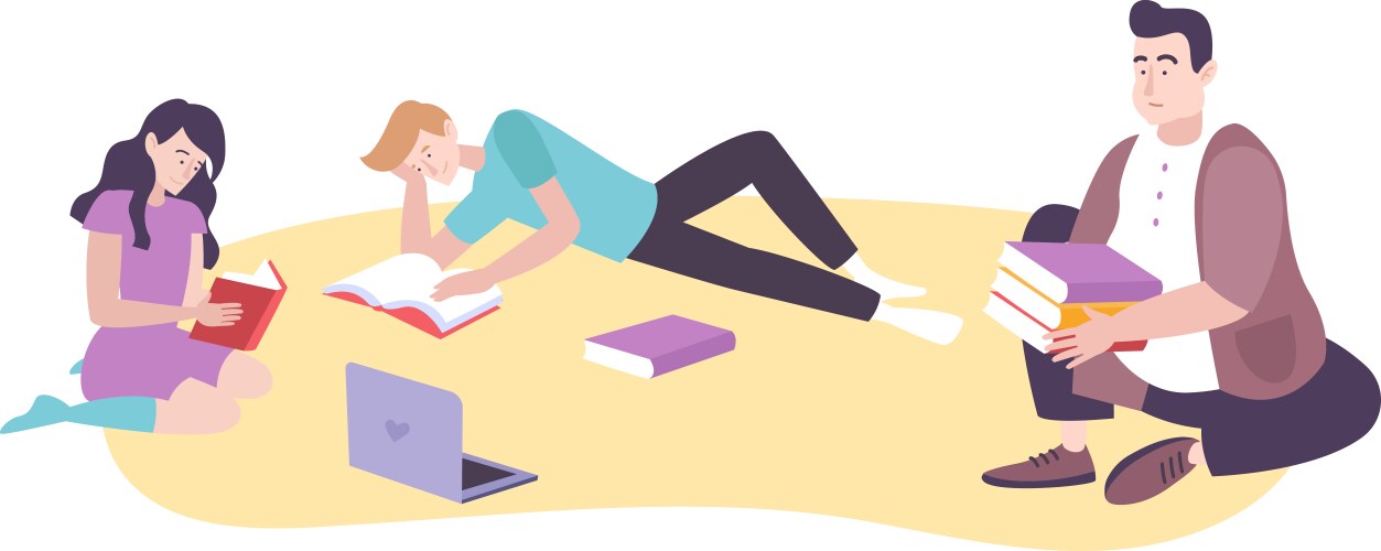 Study together isolated cartoon Royalty Free Vector Image