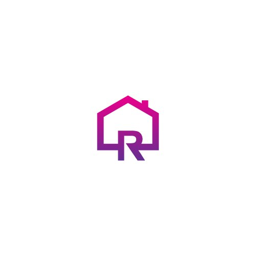 Home realty r initial gold logo Royalty Free Vector Image