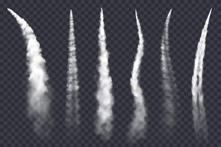 White jet smoke trail realistic air rocket fog Vector Image