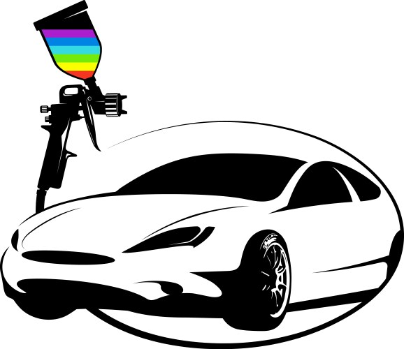 Spray gun for painting and color paint Royalty Free Vector