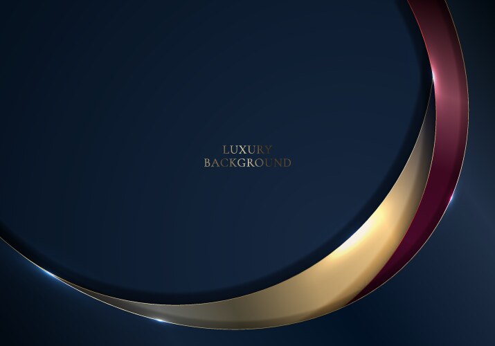 Dark blue circle and stripe label with golden Vector Image