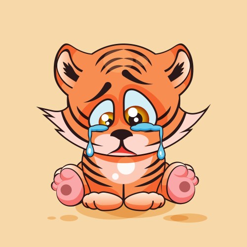 Sad tiger on white background Royalty Free Vector Image