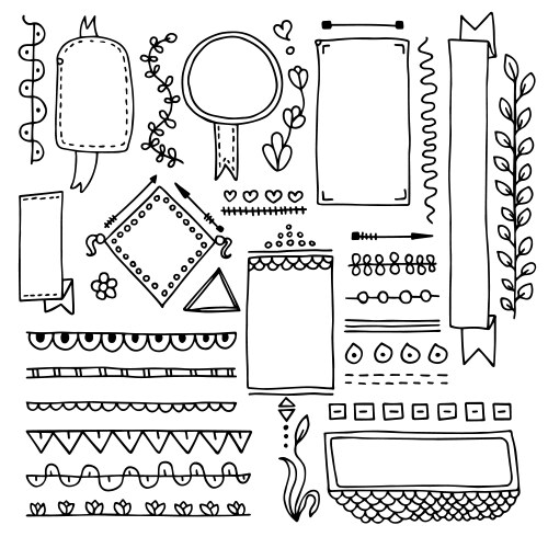 Set doodle black borders Royalty Free Vector Image