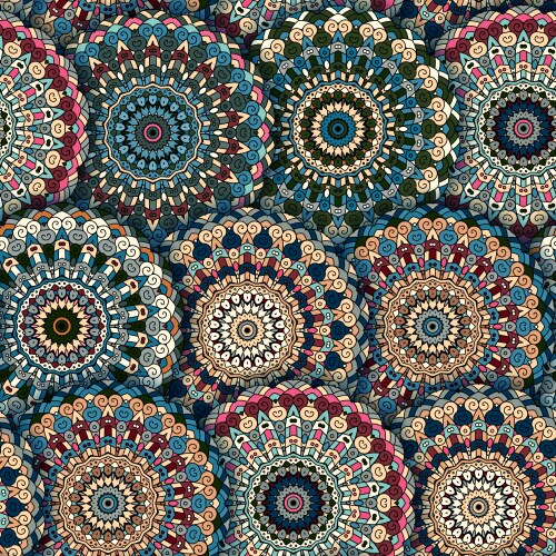 Flower pattern boho brown blue Royalty Free Vector Image