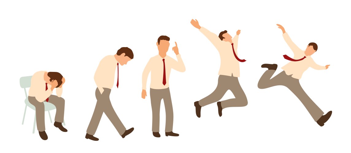 Confused businessman poses and expressions Vector Image