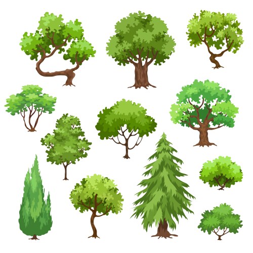 Set of different landscape with pine trees Vector Image