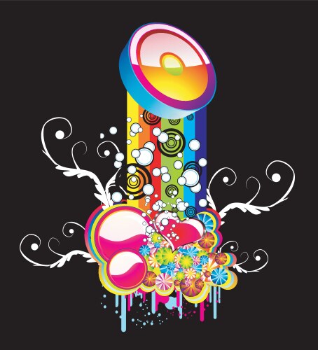 Infinity with rainbow feather on black background Vector Image