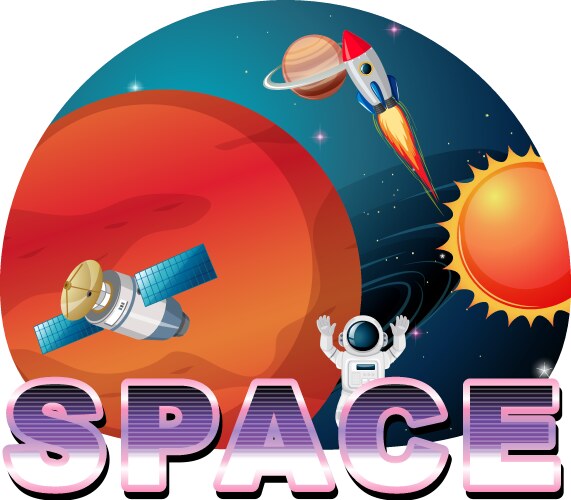 Explore science logo and set space education Vector Image