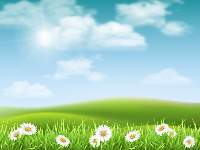 Cartoon spring landscape Royalty Free Vector Image