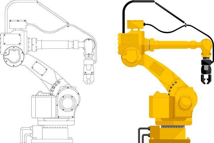 Robotic assembly operator composition Royalty Free Vector