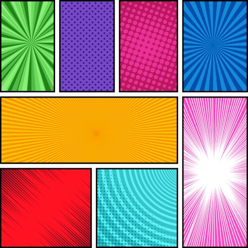 Cartoon comic backgrounds set comics book Vector Image