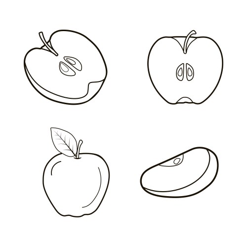 Fruits outline apples Royalty Free Vector Image
