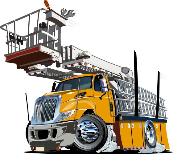 Cartoon platform lift truck Royalty Free Vector Image