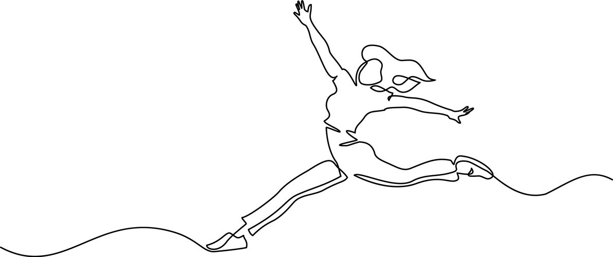 Happy jumping woman continuous one line drawing Vector Image