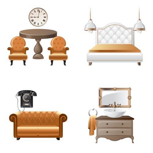 Interior design elements furniture collection Vector Image