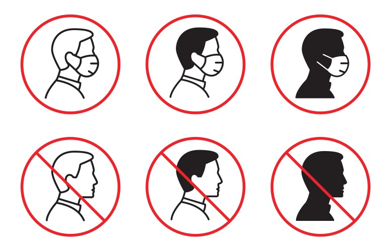 No wear mask sign icon in flat style Royalty Free Vector