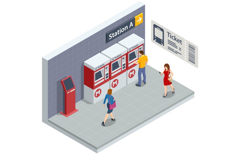 Isometric subway station platform included Vector Image Isometric subway station platform included Vector Image
