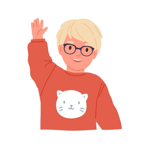 Little smiling girl waving with hand saying hi Vector Image