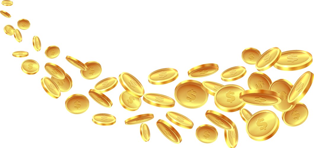 Flying gold coins Royalty Free Vector Image - VectorStock