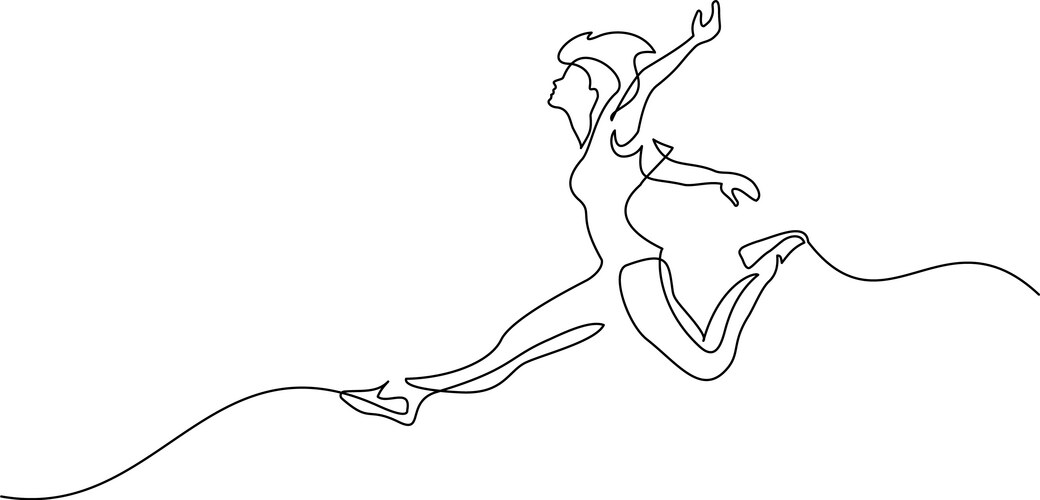 Happy jumping woman continuous one line drawing Vector Image