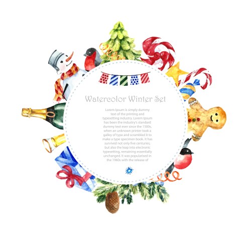 Watercolor winter frame design Royalty Free Vector Image