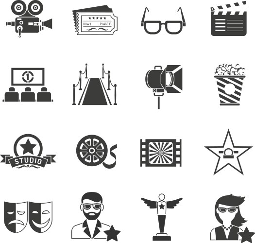Set of movie design elements in flat style Vector Image