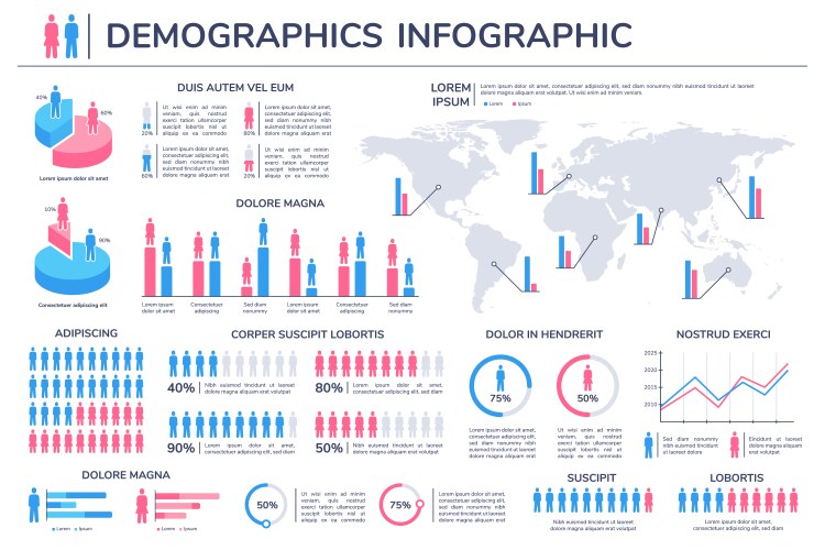 Aging population infographic Royalty Free Vector Image