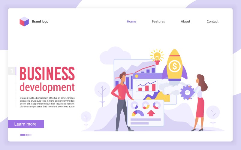 Business solutions development successful Vector Image